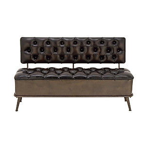 Deco 79 Industrial Metal Storage Bench, 54" x 19" x 31", Black