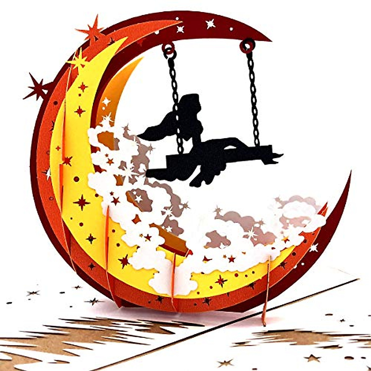 3D Pop Up Birthday Cards Blessing Cards Thank Cards Love Cards Creative Greeting Cards Mother's Day Cards(Moon girl)