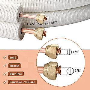 Wostore 25 Ft. Line Set 1/4&3/8 Inch 3/8" PE for Mini Split Air Conditioner Copper Pipes Insulated Coil HVAC with Fittings