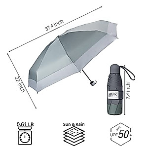 KAYLEINSTER Travel Umbrella Compact Folding Umbrella,Small Umbrella for Rain & Sun,Parasol Umbrella UV Protection UV Blocker,8 Ribs Windproof Umbrella,Lightweight & Portable Umbrella for Women Men Kids(Dark Green)