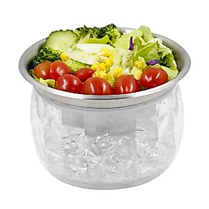 MorTime Ice Chilled Serving Bowl with Acrylic Ice Bowl Base, 20 OZ Cold Dip Salad Server Fruit Serving Dish for Dressing and More