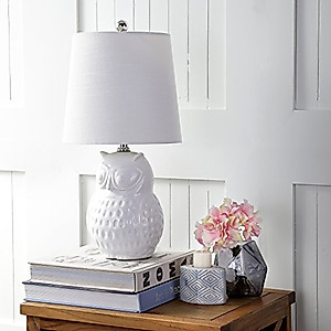 JONATHAN Y JYL1026A Hoot 20.5" Ceramic Mini LED Table Lamp, Cottage, Transitional, Modern, Elegant, Office, Living Room, Family Room, Dining Room, Bedroom, Hallway, Foyer, White Owl