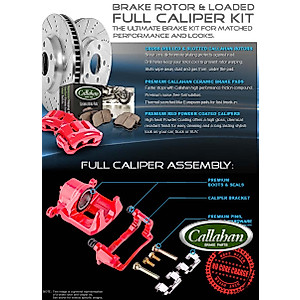 Callahan Rear Brake Kit For 2006 2007 2008 2009 2010 2011 2012 Ford Fusion Lincoln MKZ Drilled and Slotted Brake Rotors and Ceramic Brake Pads with Calipers