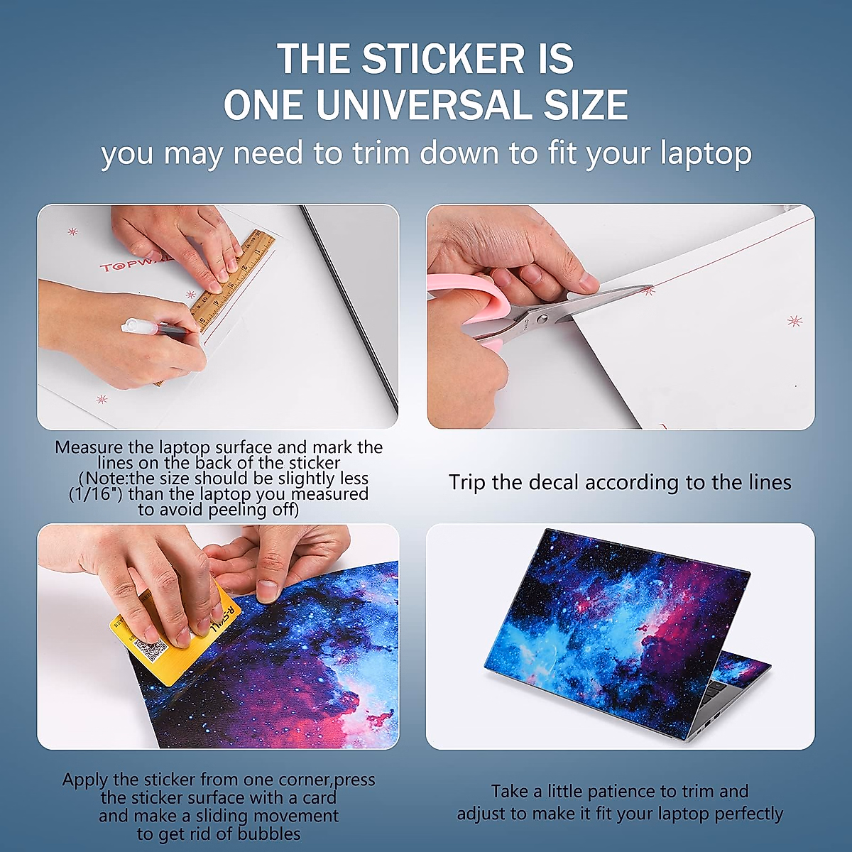 Laptop Notebook Skin Sticker Cover Decal Fits 12 13 13.3 14 15 15.4 15.6 inch Laptop Protector Notebook PC | Easy to Apply, Remove and Change Styles (Galaxy)
