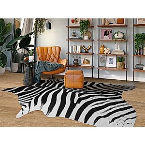 Guyi Rare Large Zebra Rug 7.6X 6.2 ft Faux Cowhide Rug Large Aesthetic Rugs for Bedroom Living Room Dining Room Animal Rug Cowhide Rug (White Zebra Rug, XXL(7.6x6.2 ft))
