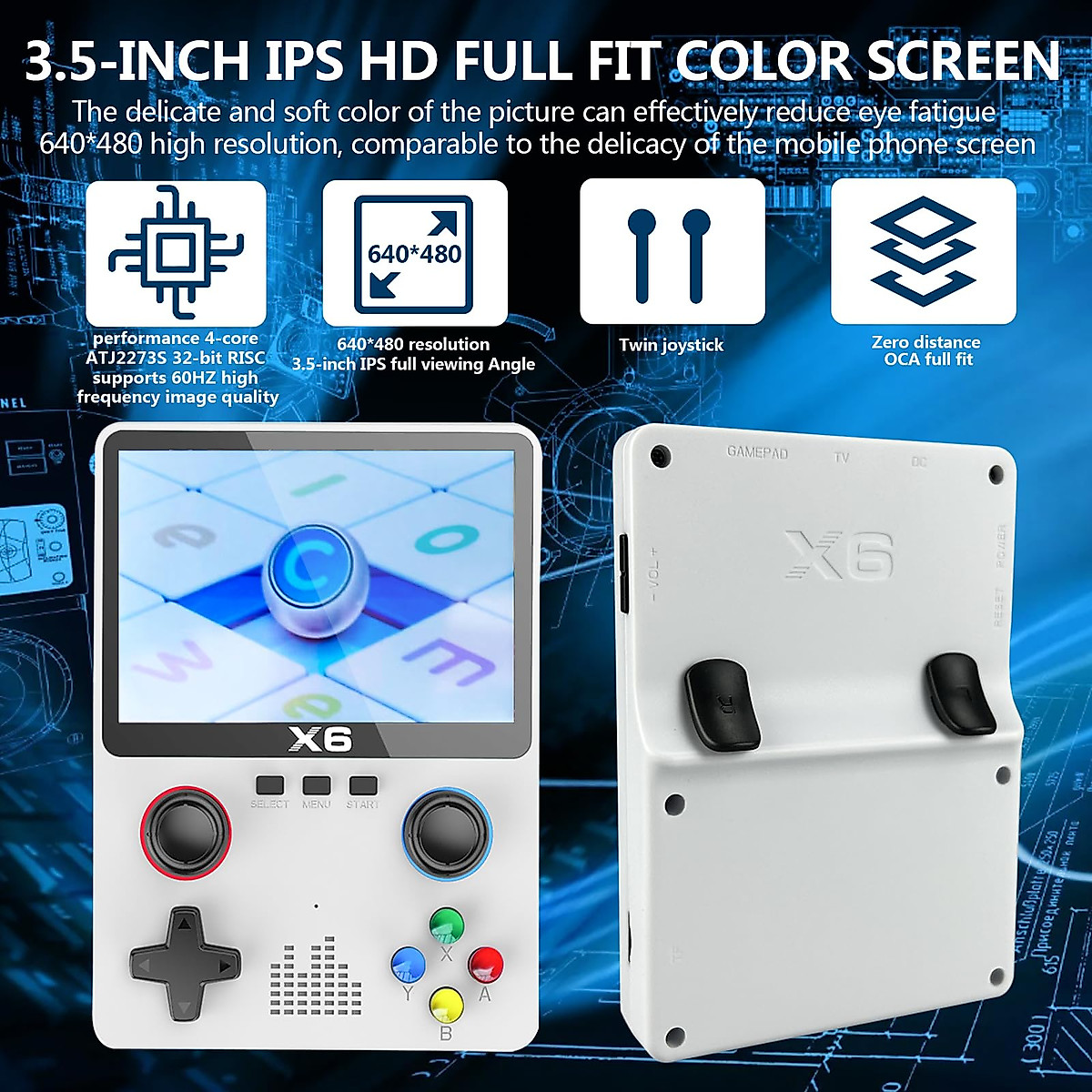 Handheld Retro Game Console with 32G TF Card ,Preloaded 10,000+ Games, Retro Gaming Console Supported 11 Emulators 3.5-inch IPS Screen (White)