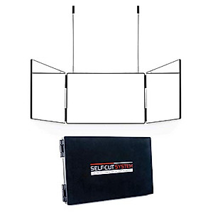 SELF-Cut System Travel Version - Three Way Mirror for Self Hair Cutting with Height Adjustable Telescoping Hooks and Free Educational Mobile App