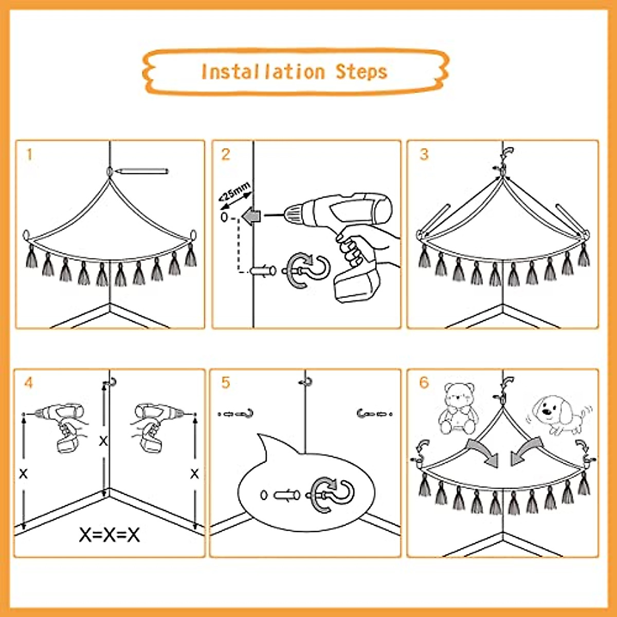 Stuffed Animal Toy Hammock Handmade Macrame Stuffed Animal Net with Photo Clips and Star String Lights, Corner Plush Toys Net Holder Hanging Mesh Toys Net for Nursery Play Room Bedroom