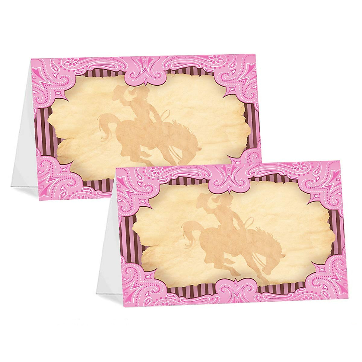 POP parties Cowgirl Pink - 12 Table Tents - Cowgirl Buffet Cards - Cowgirl Place Cards - Cowgirl Party Decorations - Cowgirl Party Supplies - Farm Party Supplies