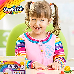 Creative Kids Air Dry Clay Modeling Crafts Kit for Children - Super Light Nontoxic - 30 Vibrant Colors & 3 Clay Tools - STEM Educational DIY Molding Set – Gift for Boys & Girls 4+