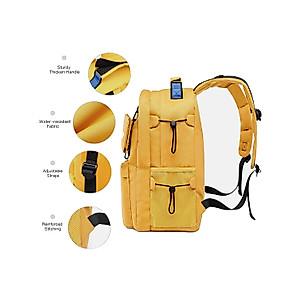 Laptop Backpack Women Men, College Bookbag Water Resistant Travel Backpacks Stylish School Student Bag Gift Casual Hiking Daypack with Anti Theft Pocket Fits 14-15 Inch Computer, Yellow