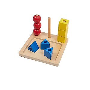Montessori Toys for 1 2 3 Years Old - 3 Colored Cubes on Wooden Peg Toys, Baby Game for Color Recognition Shape Sorter, Montessori Materials Wooden Sorting and Stacking Toys for Boys and Girls Gift