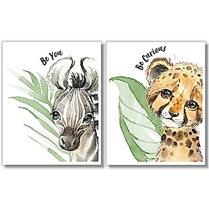 Baby Safari Animals Wall Art Prints - Nursery Decor - Set of 6-11x14 - Unframed - Watercolor