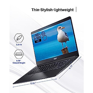 Acer 2023 Newest Chromebook 314 Laptop, 14" FHD IPS Touchscreen, Intel Celeron Dual-core Processor, 4GB RAM, 64GB eMMC, UHD Graphics, 12.5H Use, Wi-Fi, Chrome OS, Charcoal Black, Bundle with JAWFOAL