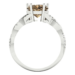 Clara Pucci 2.13ct Heart Cut Criss Cross Solitaire Halo Champagne Zircon Wedding Bridal art deco Anniversary Ring 14k White Gold 3.5