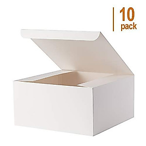 GEFTOL Gift Box 10 Pack 8 x 8 x 4 inches Fold Box Paper Gift Box Bridesmaids Proposal Box for Bridal Birthday Party Christmas (White)
