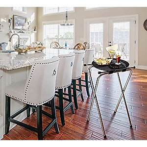 New Star 20007 Mirror Chrome Finish Steel Double Bar Folding Tray Stand, 31-Inch, Silver