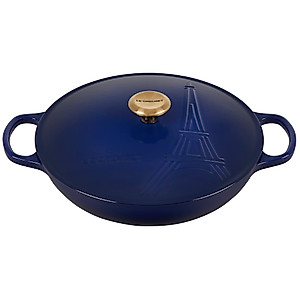 Le Creuset Eiffel Tower Collection Enameled Cast Iron Signature Braiser with Lid, 3.5 qt., Indigo