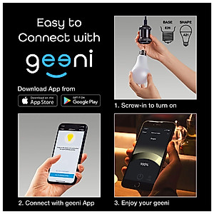 Geeni LED Wi-Fi Smart Bulb Works with Alexa and Google Home, A21 Dimmable,1050 Lumens, 2700K, 11W (75W Equivalent) 2.4Ghz WiFi