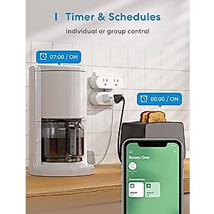 Smart Plug, Meross WiFi Dual Smart Outlet Supports Apple HomeKit, Siri, Alexa, Google Assistant & SmartThings, Voice & Remote Control, 10A, Timer, No Hub Required, 2.4GHz WiFi Only, 1 Pack