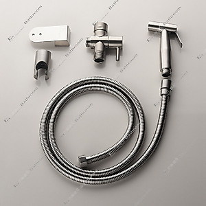 Ownace Brushed Nickel Hand Held Bidet Sprayer Qualitied Stainless Steel Diaper Sprayer Shattaf Complete Set for Bidet Toilet Bathroom