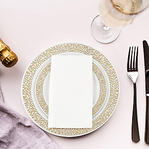 Vplus 400 Pack Premium Quality Guest Towels Disposable Dinner Napkins Soft, Absorbent, Party Napkins for Dinners or Catering Events，and Everyday Use (White, 400)