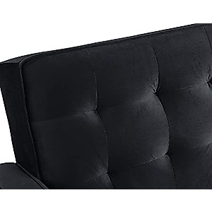 DHHU Adjustable Couch Sleeper Sectional, Loveseat for Living Room, Bedroom or Office, Modern Velvet Upholstered Sofa Bed, Black Color