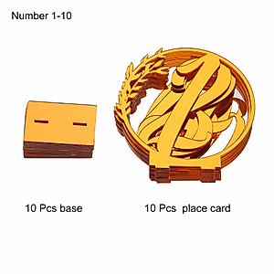 MECCANIXITY Acrylic Number Table Sign Holders Place Cards Labels with Stands Gold Tone 1-10 for Wedding Events Parties Centerpieces