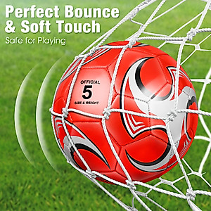 Shappy 3 Pack Soccer Ball with Pump Size 4 Size 5 Cool Official Size Soccer Ball Machine Stitched Outdoor Sport Football for Youth & Adult Soccer Players Game Training Practice (Size 4)