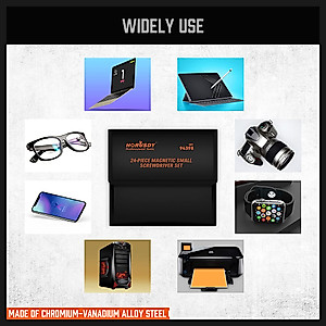 HORUSDY Mini Screwdriver Set, Set of 24 Pieces Magnetic Small Phillips/Slotted/Torx Star Screwdrivers, Precision Screwdriver Set for Repairing Eyeglass Phone Watch, Orange, Blue, Pink