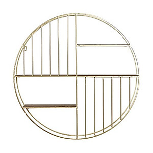 Deco 79 Metal Round 3 Shelf Wall Shelf, 28" x 7" x 28", Gold