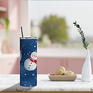 Medpol Christmas Snowman tumbler with lid and straw 20 oz insulated tumbler cups Christmas Snowman insulated travel coffee mugs for women cute sippy cups stainless insulated travel cups