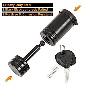 META Hardware Trailer Tongue Coupler Lock 1/4" Dia, Trailer Hitch Lock with 7/8 Inch Span Fits Latch-Type Coupler, Solid Hitch Locks with Keys for Towing Boat Truck RV Car Trailer