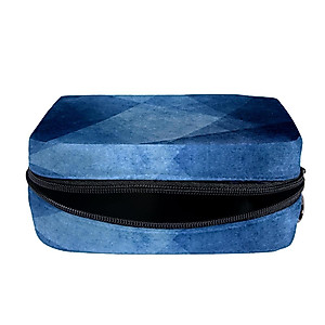 TBOUOBT Gifts for Men Women Makeup Bags Toiletry Pouch Small Cosmetic Bags, Navy Blue Geometric Pattern Modern
