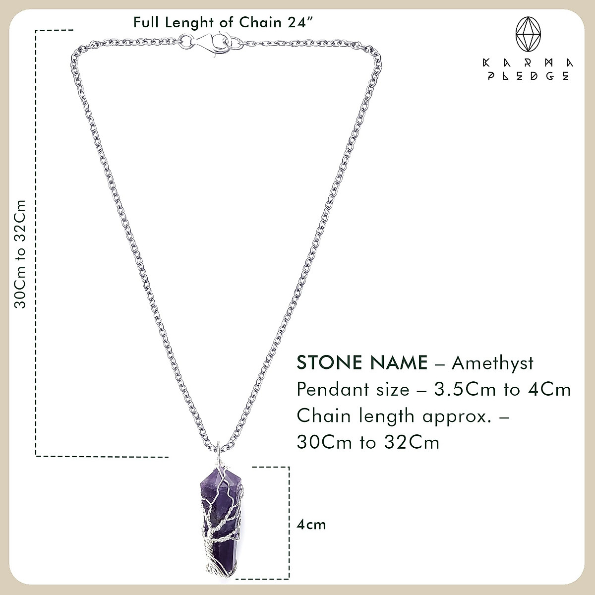 Handcrafted Crystal Pendant & Necklace; Spiritual Healing Crystal Necklace Pendant; Crystal Jewellery Protection Necklace (Rose Quartz, Amethyst, Green Aventurine, & Black Obsidian Double Point