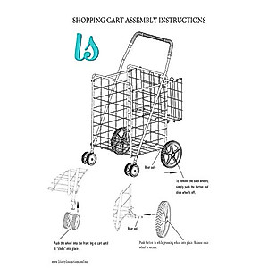 LS Jumbo Deluxe Foldable Utility Shopping Cart with Dual Swivel Wheels and Double Basket- 200 lb Capacity