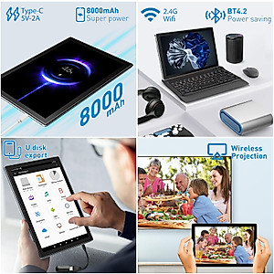 XGODY Android 12 Tablet 10 inch Tablets, T10 6GB+128GB Tablet, 512GB Expand 4 Core Android Tablet, 2.4G WiFi, 1280*800 IPS, 8000mAh Fast Charge, Bluetooth 4.2, GPS, Dual Camera, Parent control（silver）