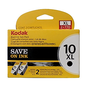 KODAK 10XL (1270917) High Yield Ink Cartridges (Black,2-Pack) in Retail Packaging
