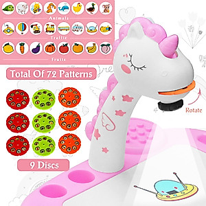 Unicorn Drawing Projector Table Set for Kids Girls Include Unicorn Art Supplies, Pink Doodle Sketcher Table Kit Toddler Tracing and Painting Projection