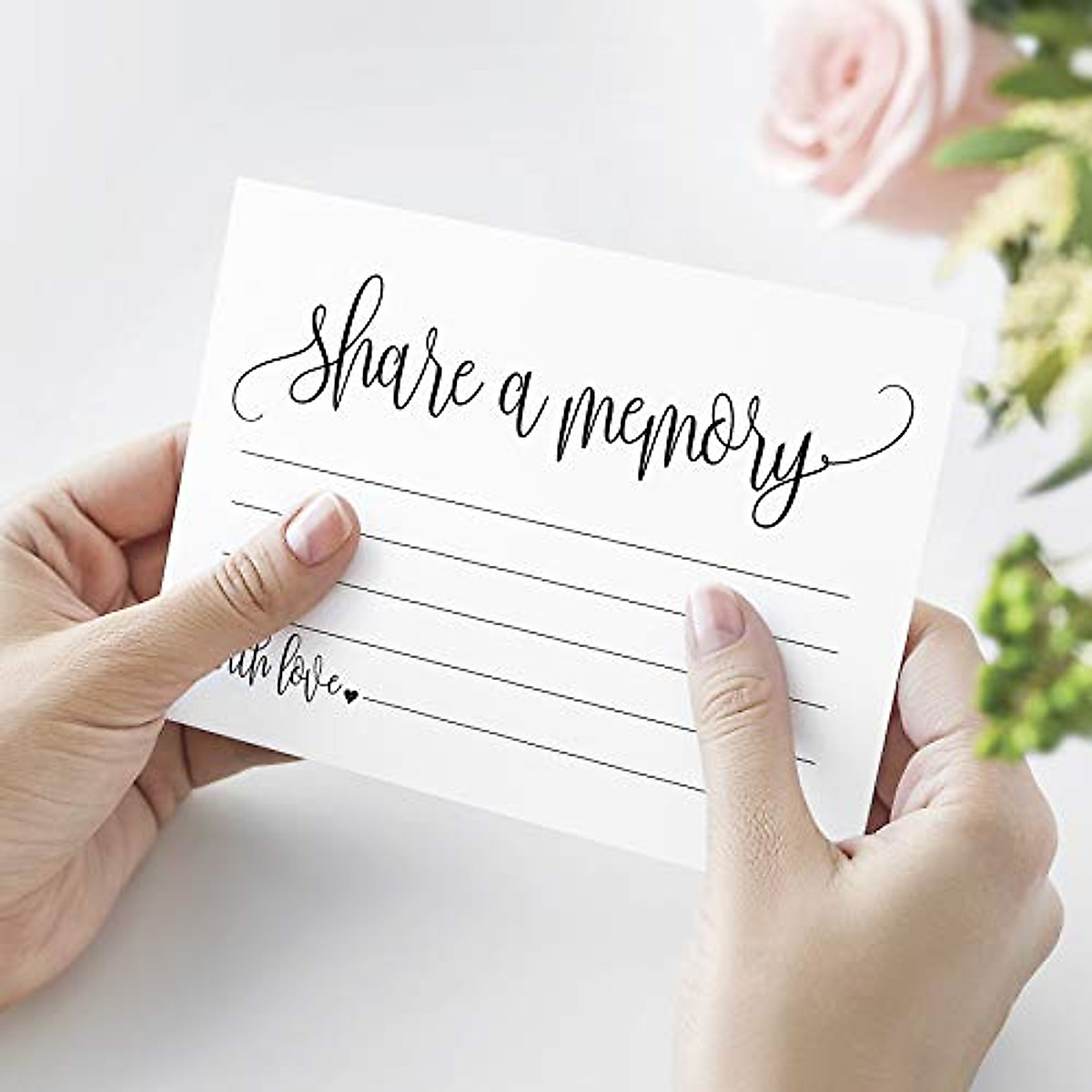 Bliss Collections Share a Memory Cards, Heart Script, Cards for Weddings, Showers, Birthdays, Celebration of Life, Funeral, Retirement, Going Away and Graduation Memories, 4"x6" (Pack of 50)