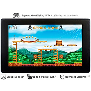 7inch HDMI LCD (H) (with case) Capacitive Touch Screen 1024x600 IPS Display Monitor with Toughened Glass Cover Support All Raspberry Pi 4B/3B+/3B/2B/Zero/Jetson Nano/Banana Pi/Windows 10/8/7