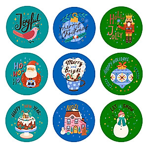 Lucleag 360 PCS Christmas Stickers for Kids, Assorted Cute Christmas Snowman Santa Round Stickers for Candy Goodie Envelope, Merry Christmas Packing Sealing Stickers DIY Gift Candy Wrap Decor