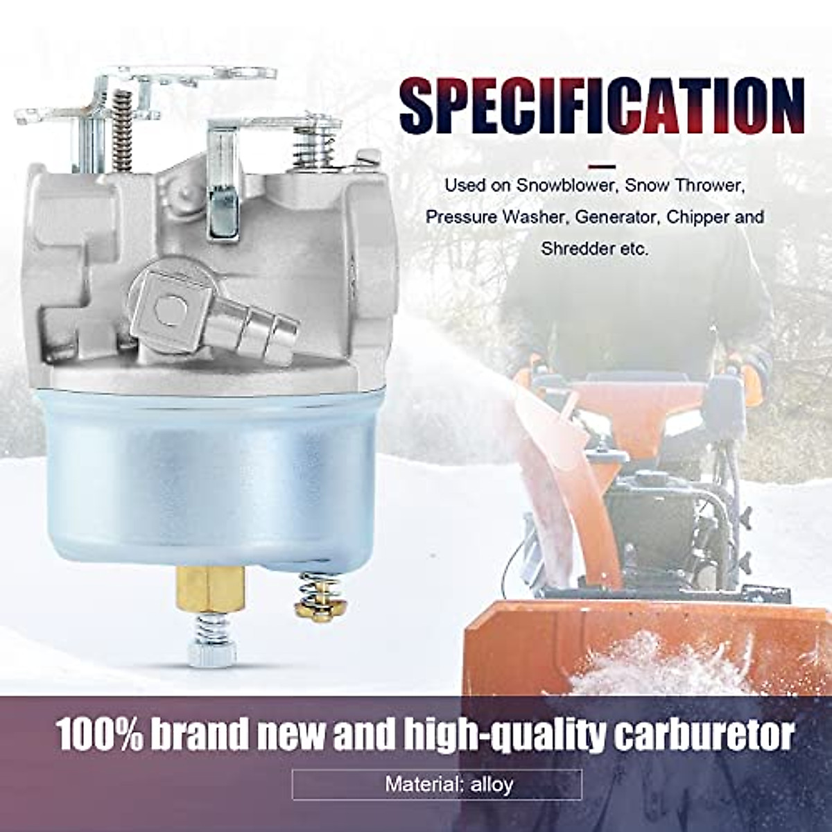 QAZAKY Adjustable Carburetor Compatible with Tecumseh 632107 632378 632536 640084 640105 640299 632107A 632378A 640084A 640084B 640299A 640299B 3.5HP 4HP 5HP HS50 LH195SP OHSK110 OHSK120 OHSK125 Carb