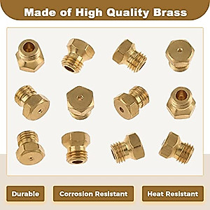 ETERMETA Range Stove Oven Orifice Conversion Kit, Propane Lp Natural Gas Brass Jet Burner Nozzle Replacement Parts M6x0.75 mm Gas Spray Tip 0.3/0.4/0/7/0.8/0.9/1.0/1.1/1.2/1.5/1.7/1.9mm, 36PCS