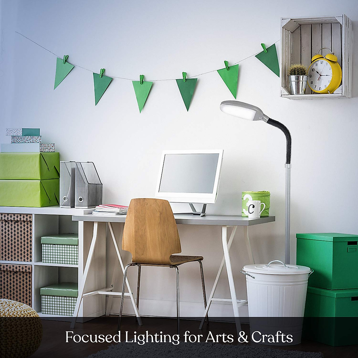 Brightech Litespan Titanium Silver LED Floor Reading Lamp, Energy Efficient, Adjustable Standing, 850-950 Lumens, 12W, 3-Year Warranty