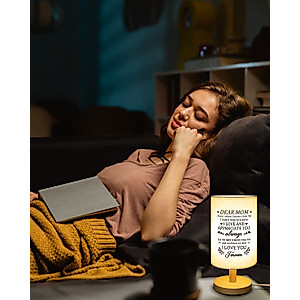 Calibron Gifts for Mom from Daughter Son, Mom Birthday Gifts Fabric Lamp, Birthday Gifts for Mom Table Lamp with Wooden Stand Unique Mom Gifts