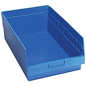 Quantum Storage QSB210BL 8-Pack 6" Hanging Plastic Shelf Bin Storage Containers, 17-7/8" x 11-1/8" x 6", Blue
