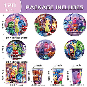 Inside Out Birthday Party Supplies,Inside Out Party Tableware Decoration.Inside Out Plates Napkins Tablecloth Kit for Inside Out Supplies