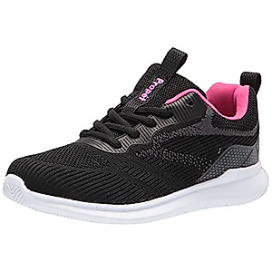 Propét Women's TravelBound Pixel Sneaker, Black/Pink, 10