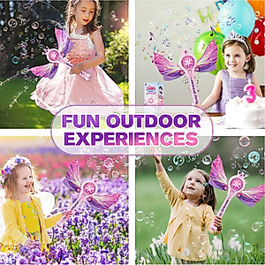 Dolanus Bubble Wands for Kids Girls - Bubble Machine with 7 Bubble Solutions & 3 AA Batteries, LED Light & Music, Outdoor Party Birthday Toddler Girl Toys, Gift for 3 4 5 6 7 8 Year Old